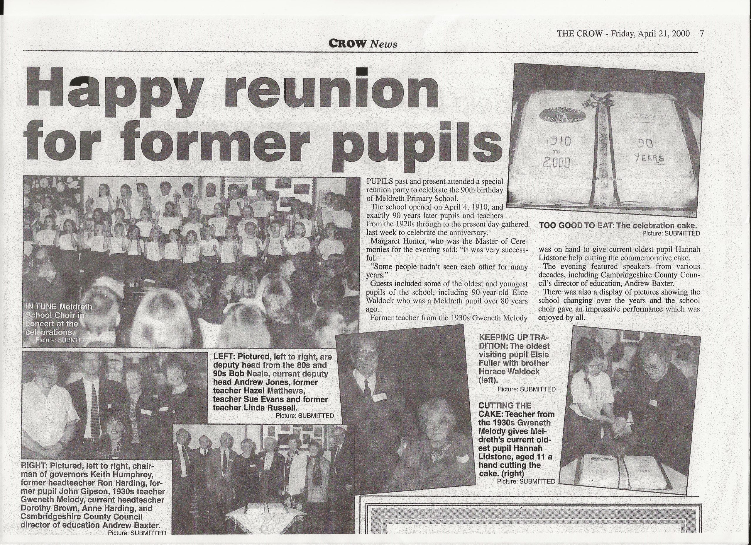 The School's 90th Birthday | A History of Meldreth School, 2000 - 2009 ...
