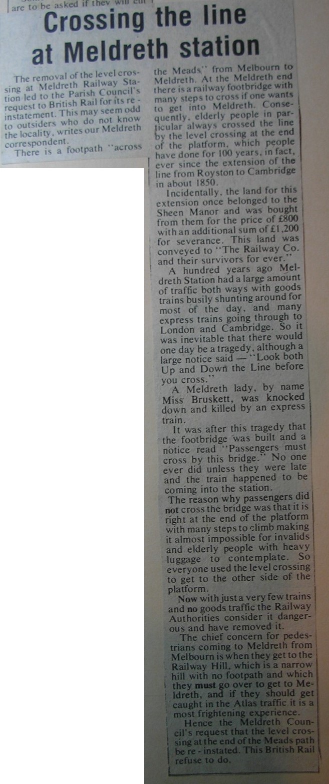 The Closure of Meldreth Station Level Crossing and the Footpath Across ...