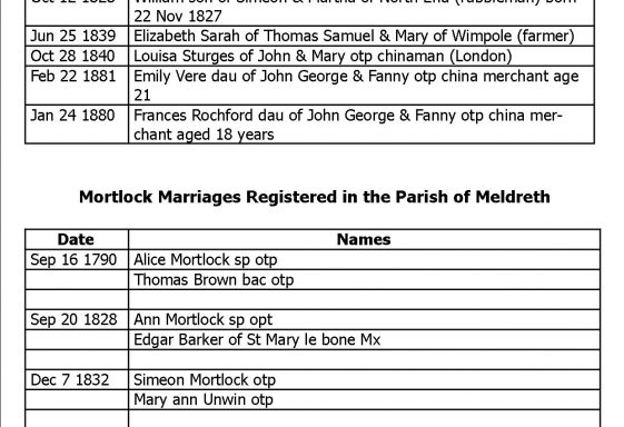 The Mortlocks of Meldreth | Meldreth History