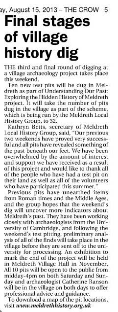 The Story of Our Project | 2013 Test Pit Project | Meldreth History